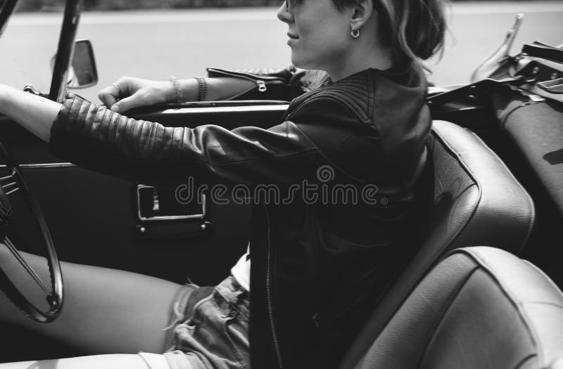 Woman Driving a Car in Reverse Stock Image - Image of reversing, power ...