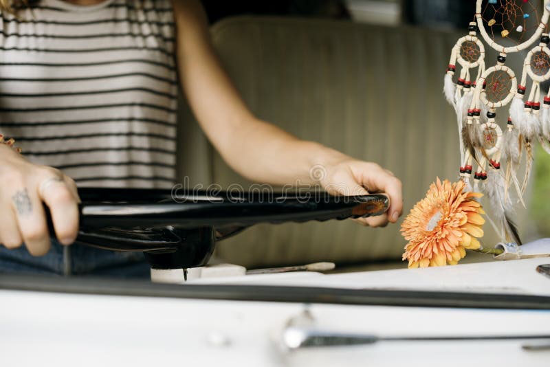 Woman Driving a Car with Windows Down Stock Photo - Image of hipster ...