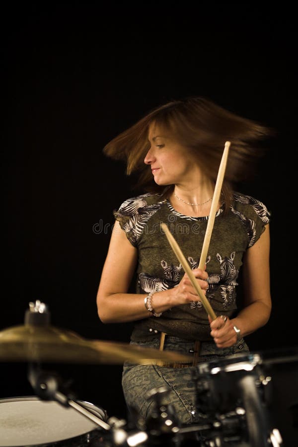 Beautiful Drummer Girl stock photo. Image of adult, band - 359356