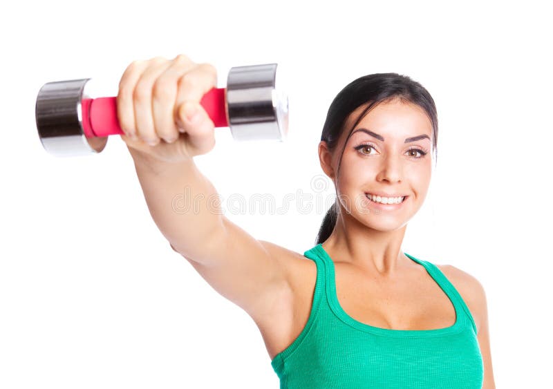 Woman with a dumbbell stock image. Image of exercises - 19715639