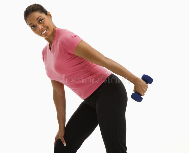 Woman with dumbbell stock photo. Image of horizontal, recreation - 2772434