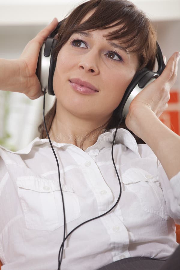 Woman with earphones stock image. Image of lifestyle - 18932475