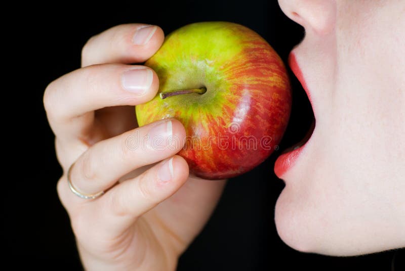 Woman eating apple stock photo. Image of eating, diet - 5463384
