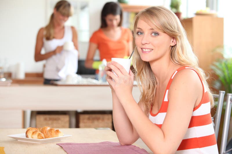 Woman eating breakfast stock photo. Image of 1920, happy - 26504772