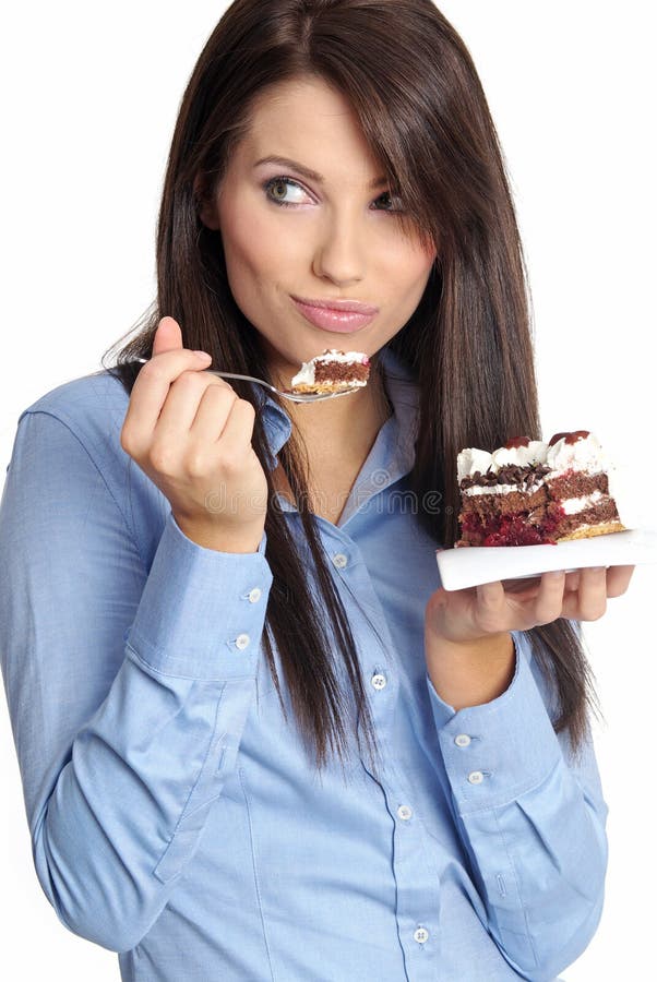 Woman eating the cake. stock image. Image of natural, cake - 6965275