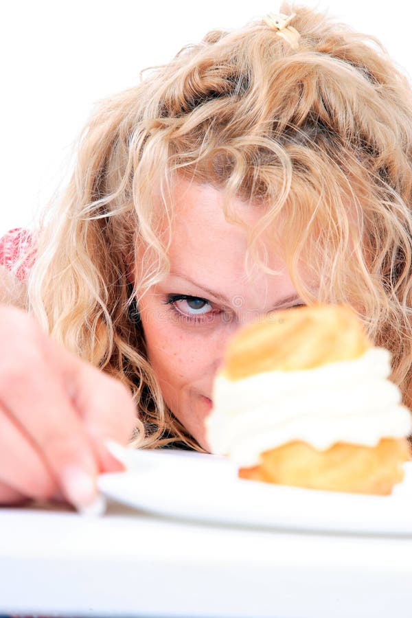 Woman eating cake stock image. Image of beautiful, gluttonous - 9753483