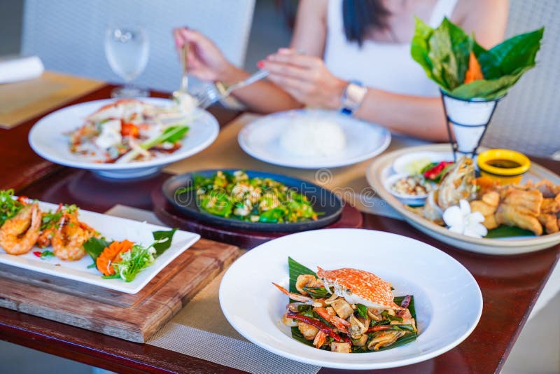 Woman is Eating Food at Restaurant Stock Image - Image of chicken ...