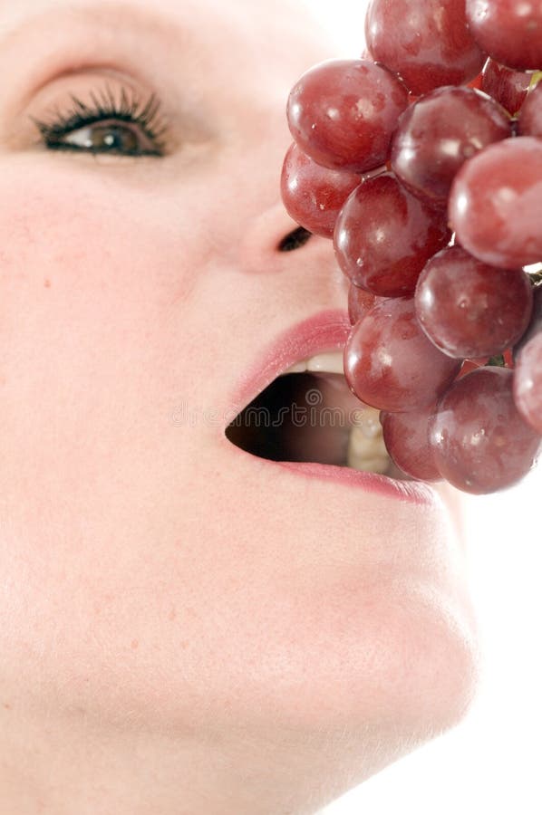 Woman Eating Fresh Red Grapes Stock Photo - Image of grapes, happy ...