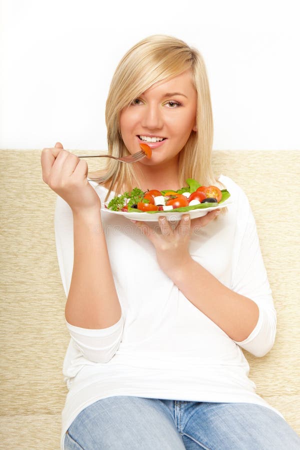 Tempted Young Woman Making a Food Choice Stock Image - Image of junk ...