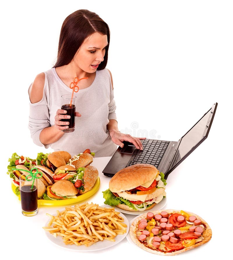 Woman eating junk food stock image. Image of girl, female - 52695073