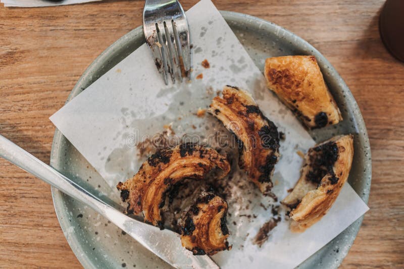 Woman Eating Kind of Dessert Bread in the Cafe. Stock Photo - Image of ...