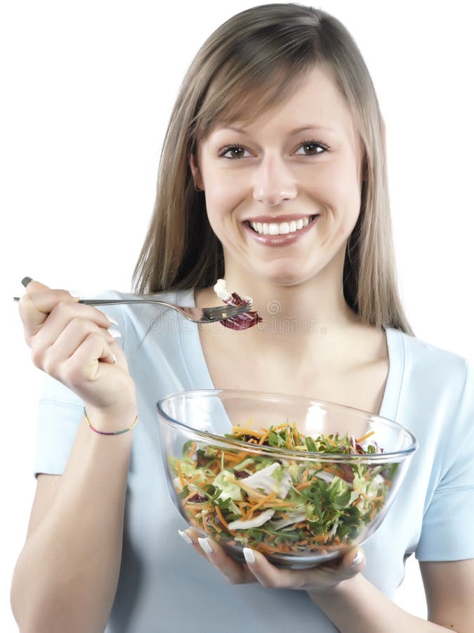 Woman eating salad stock photo. Image of dieting, salad - 8299938