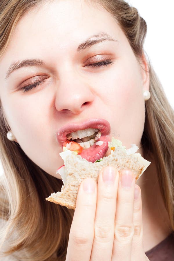 Woman eating sandwich stock photo. Image of fast, detail - 24219812