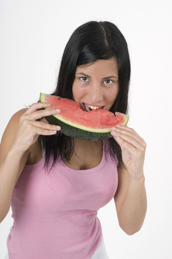 Woman eating watermelon stock photo. Image of eating - 32409542