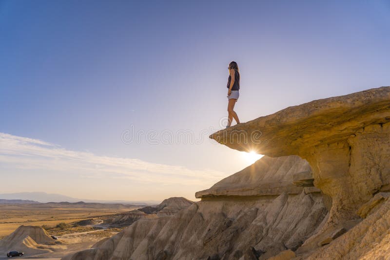Woman on the Edge of a Cliff in Spain during Sunset Editorial Photo ...