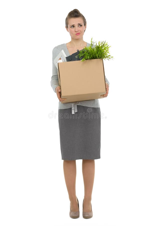 Woman Employee Holding Box with Personal Items Stock Photo - Image of ...