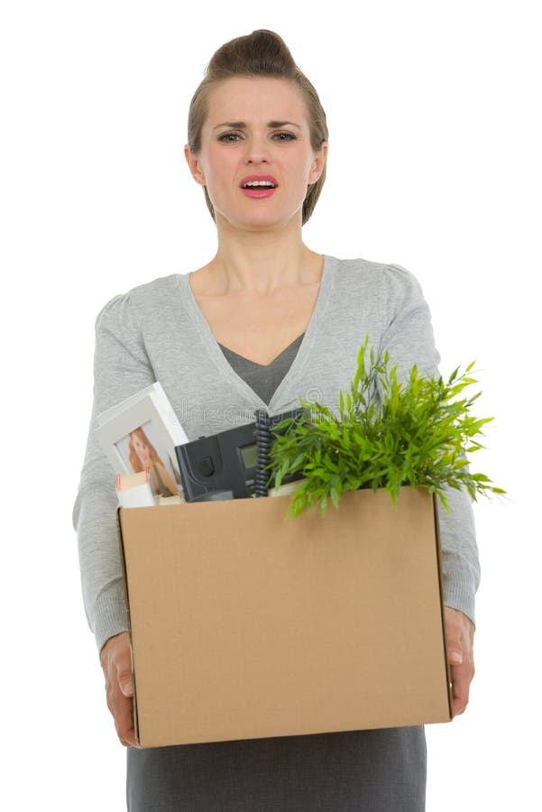 Woman Employee Holding Box Personal Items Stock Photos - Free & Royalty ...