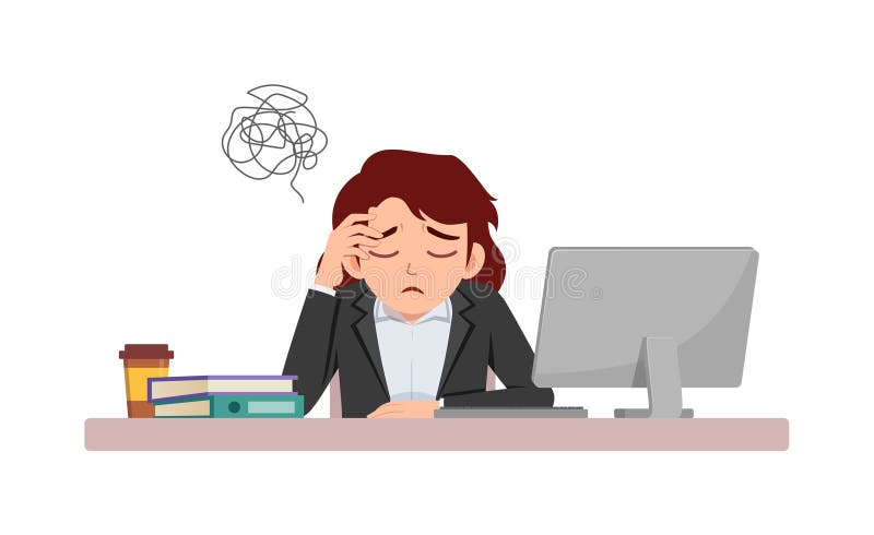 Woman Employee Sit in Desk Working on Office and Feeling Confused Stock ...