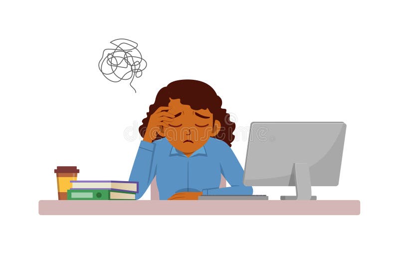 Woman Employee Sit in Desk Working on Office and Feeling Confused Stock ...