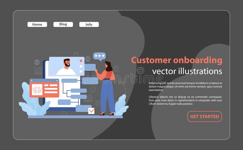 Woman Engages in a Digital Customer Onboarding Process. Stock Vector ...