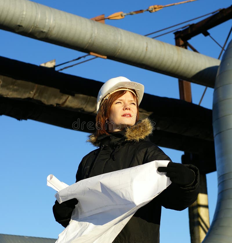 Woman Engineer, Equipment, Cables and Piping Stock Image - Image of ...
