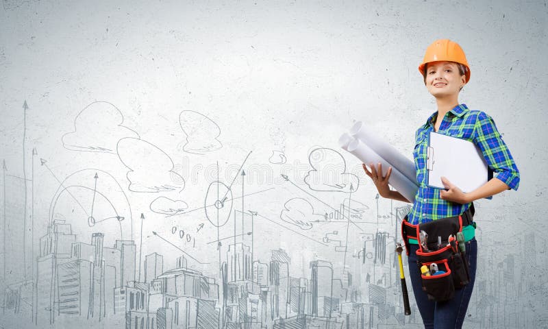 Woman engineer stock image. Image of industrial, project - 48726597