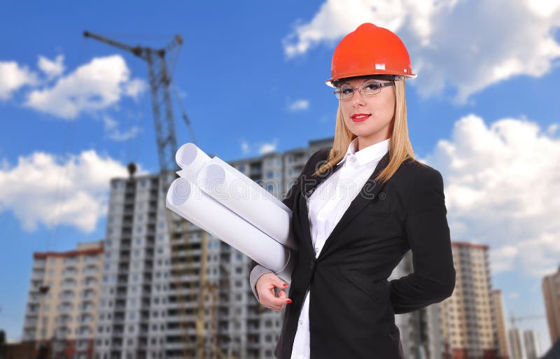 Woman engineer stock image. Image of paper, architecture - 41575823