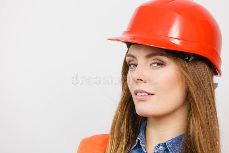 Woman Engineer Construction Builder in Helmet. Stock Photo - Image of ...