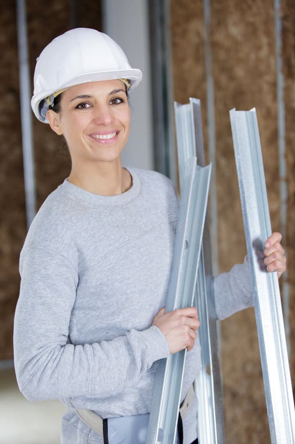 Woman Engineer Contractor Looking at Camera Stock Photo - Image of ...