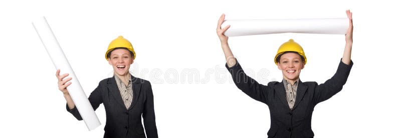 The Woman Engineer with Draft Papers Stock Image - Image of engineer ...