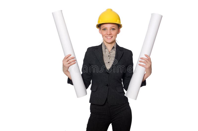 Woman Engineer with Draft Papers Stock Image - Image of contractor ...