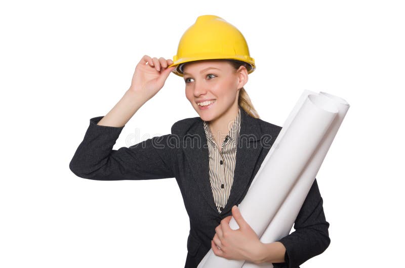 Woman Engineer with Draft Papers Stock Photo - Image of career, female ...