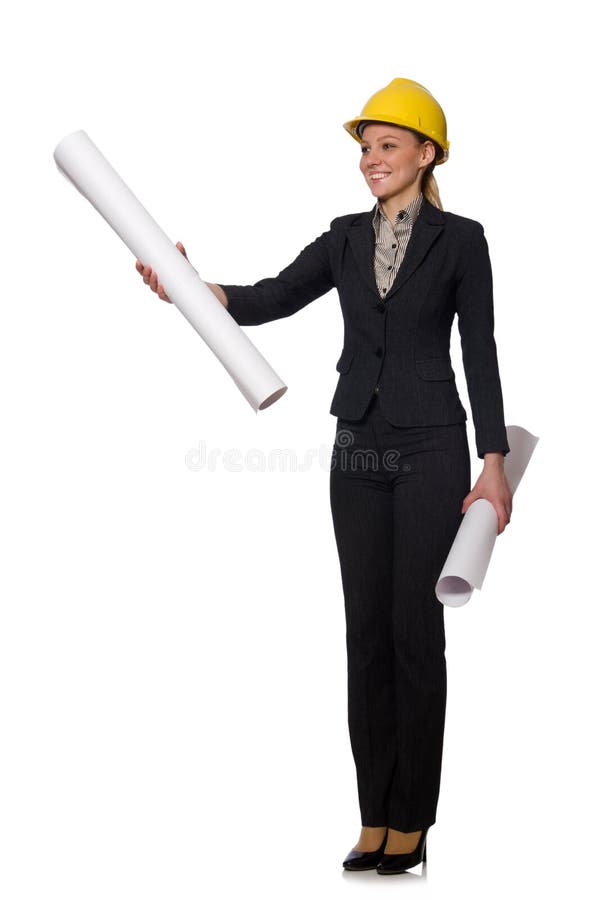 Woman Engineer with Draft Papers Stock Photo - Image of female, career ...