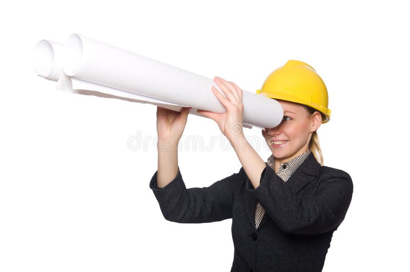 Woman Engineer with Draft Papers Stock Photo - Image of builder, paper ...