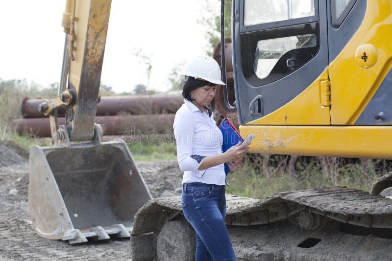 Woman Engineer on Site Telephone Call Stock Photo - Image of ...