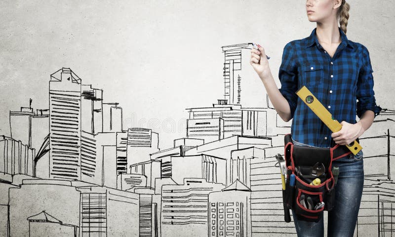Woman Engineer Sketching Her Ideas Stock Photo - Image of home, repair ...