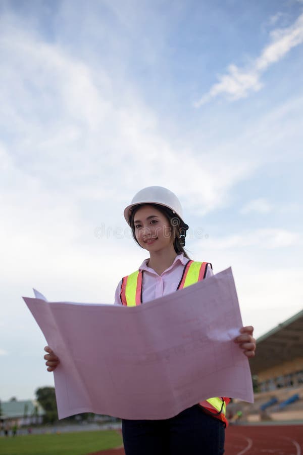 Woman engineering stock image. Image of caucasian, hardhat - 74403197