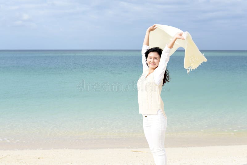 Woman enjoy the sun. stock image. Image of ocean, journey - 110249757