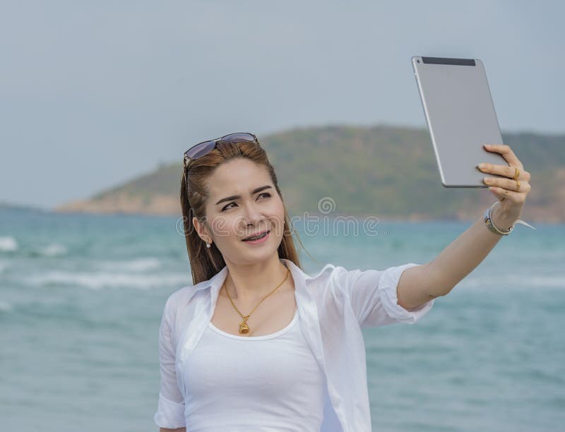 Woman On The Beach,Young Slim Beautiful Woman On Sunset Beach Stock ...