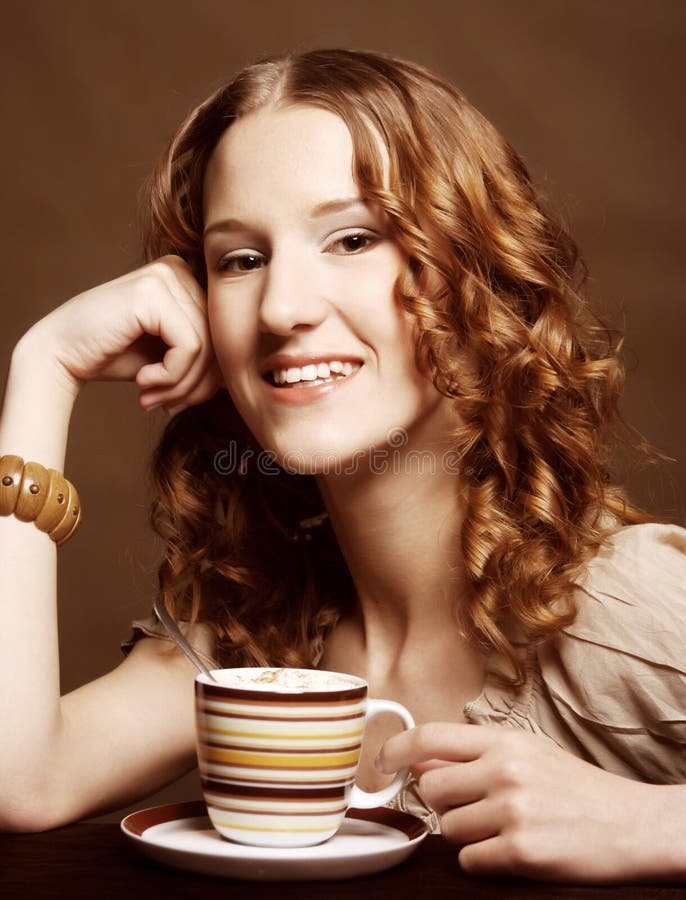 Woman enjoying coffee time stock photo. Image of delicious - 37344872