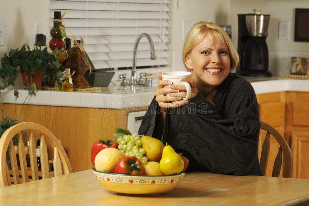 Woman Enjoying Cup of Coffee Stock Photo - Image of comfortable, happy ...