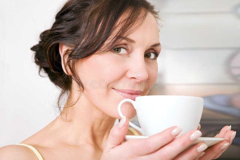 Woman Enjoying a Cup of Tea Stock Photo - Image of leisure, drink: 4948990