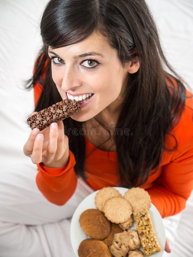 Woman Enjoying Delicious Chocolate Snack Stock Image - Image of ...