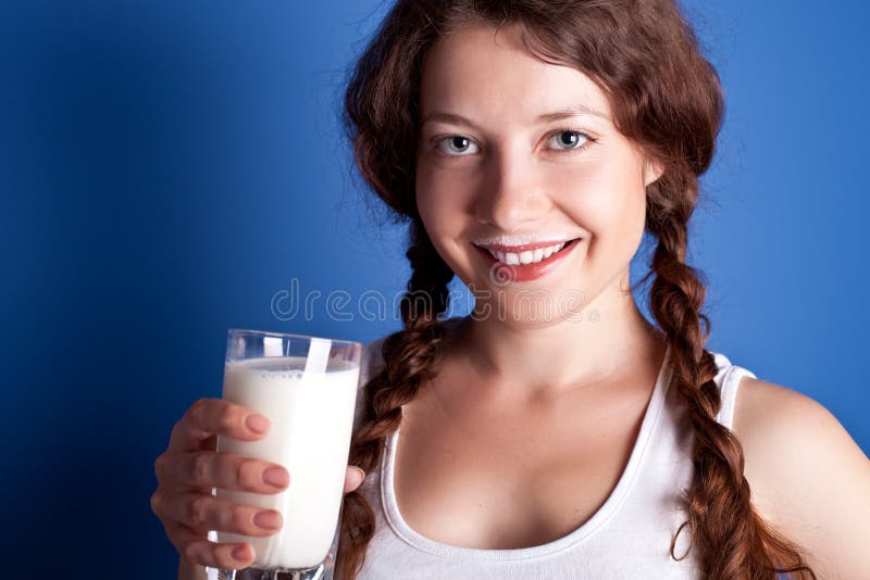 Woman Enjoying a Glass Milk Stock Photo - Image of natural, looking ...