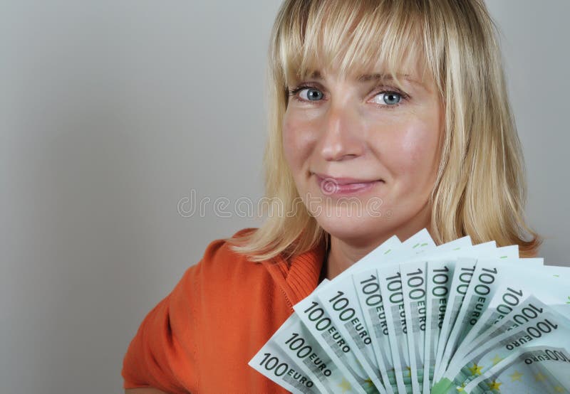 Woman with euro stock image. Image of human, hand, paper - 11640043