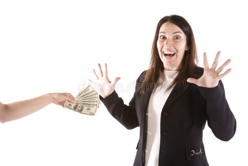 Woman excited to get money stock photo. Image of background - 14296868