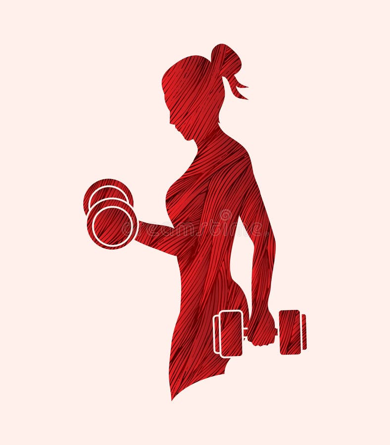 Woman Exercise with Dumbbell Stock Vector - Illustration of healthy ...