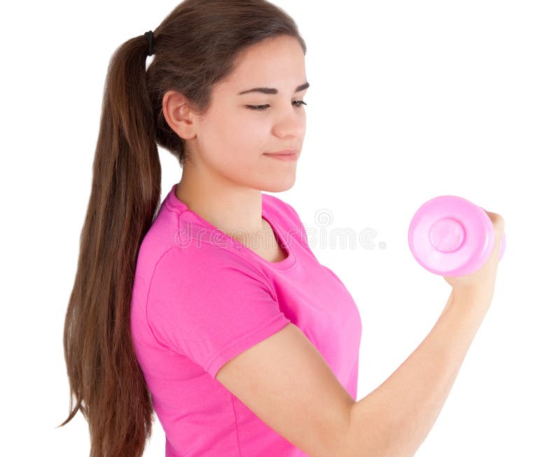 Woman Exercising with Dumbbell Stock Image - Image of beautiful, sport ...