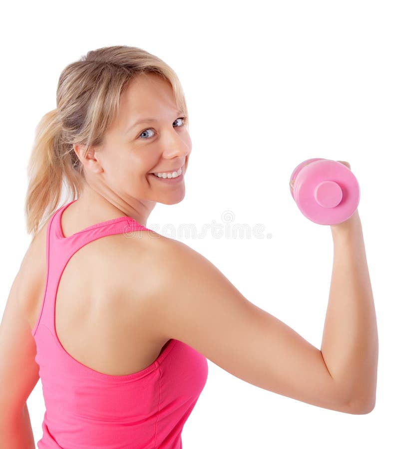 Woman Exercising with Dumbbell Stock Photo - Image of beautiful, health ...