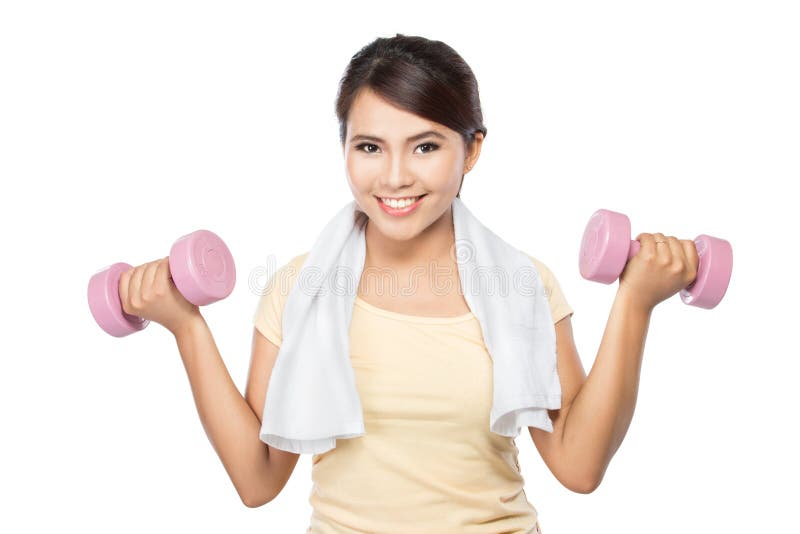 Woman Exercising with Dumbbells Stock Photo - Image of female, muscles ...